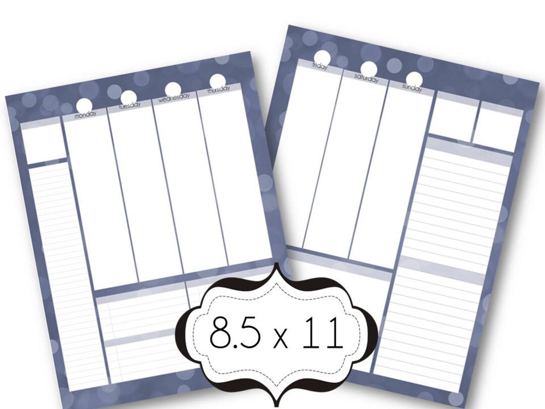 Printable Planner Pages: Letter Size Vertical Layout (PDF Download) - Etsy