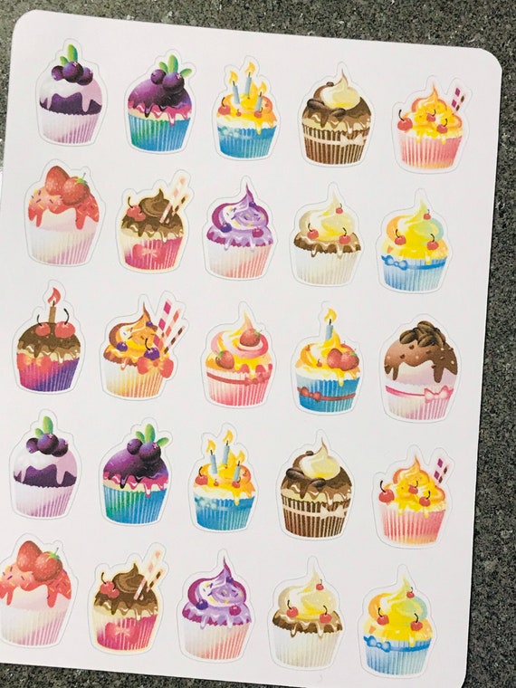 Cupcake Stickers Happy Birthday Functional Planner Sticker - Etsy