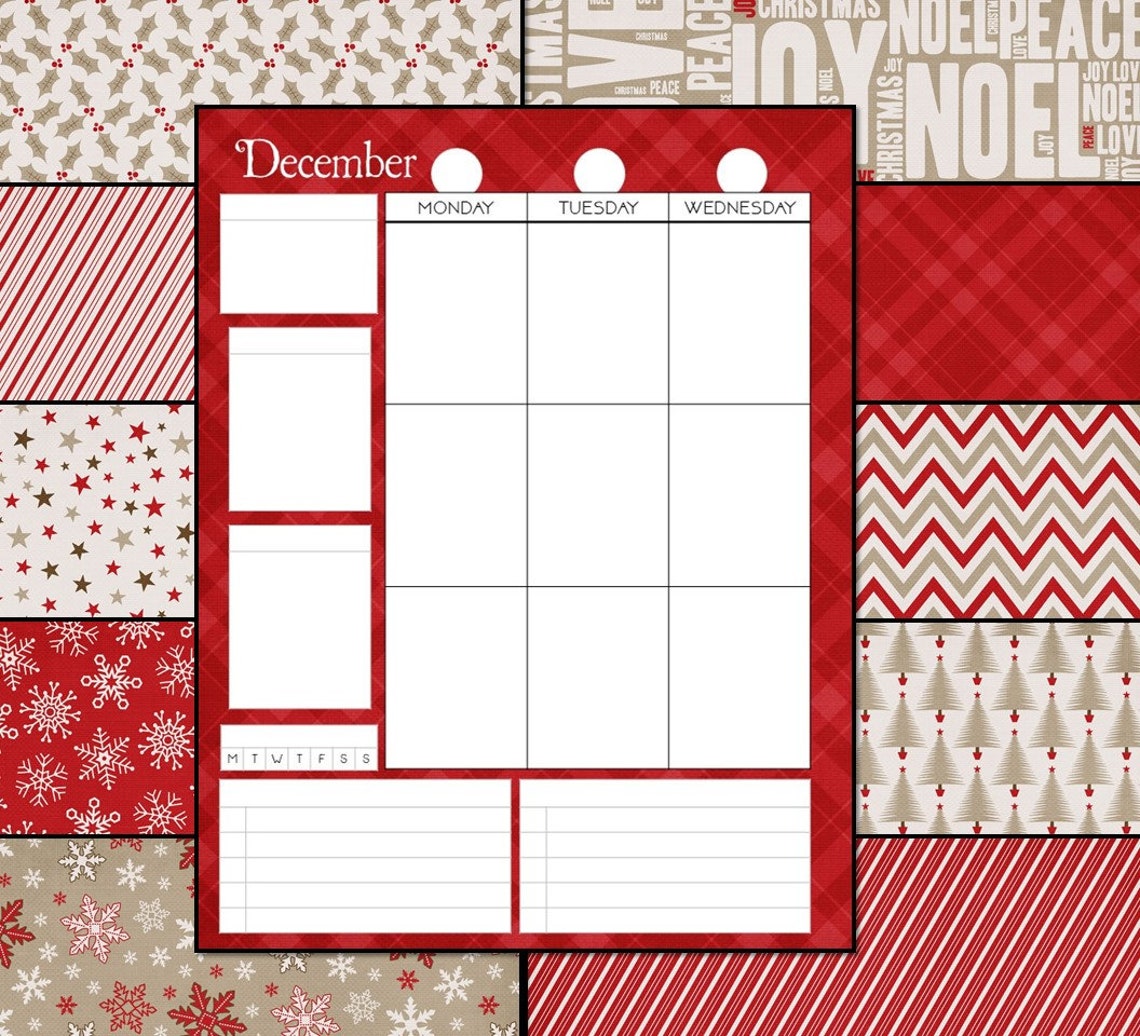 Christmas December Printable Planner Pages Refill 9x7 - Etsy