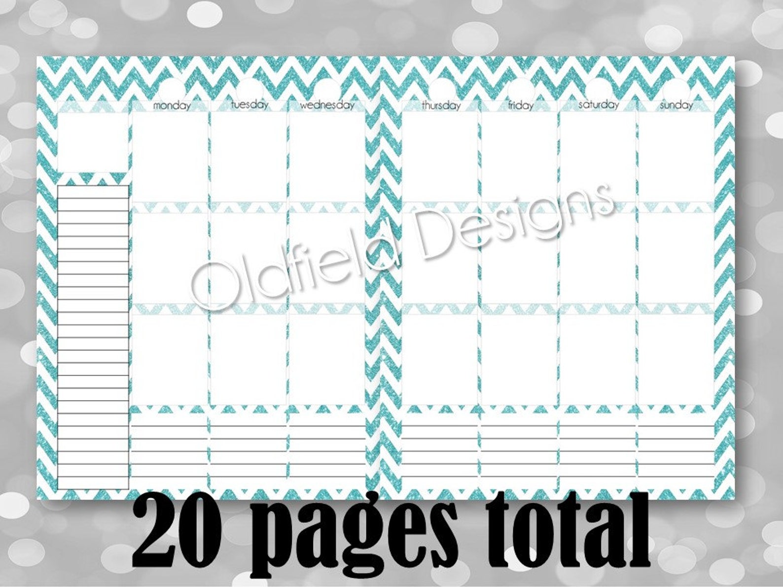 Chevron Glitter Printable Planner Pages - Weekly Spread - Etsy