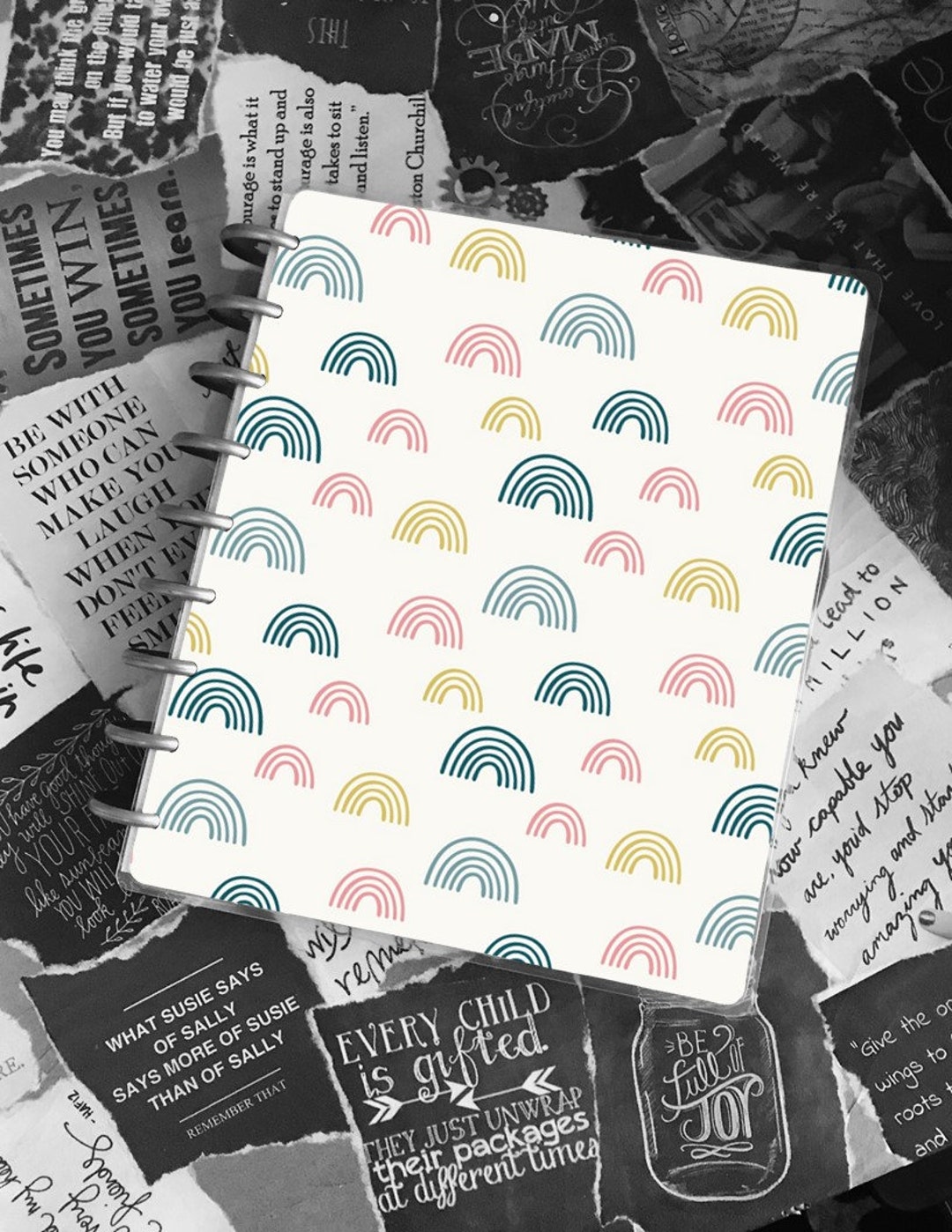 Disc Bound Cover | Teacher Notebook | Planner Cover | Rainbow Boho - Etsy