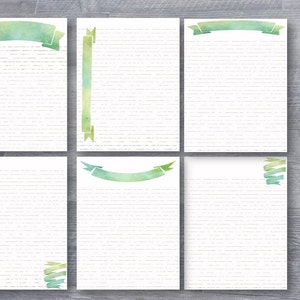 Printable Journal Paper | Lined Paper | Planner Paper | Green Water ...
