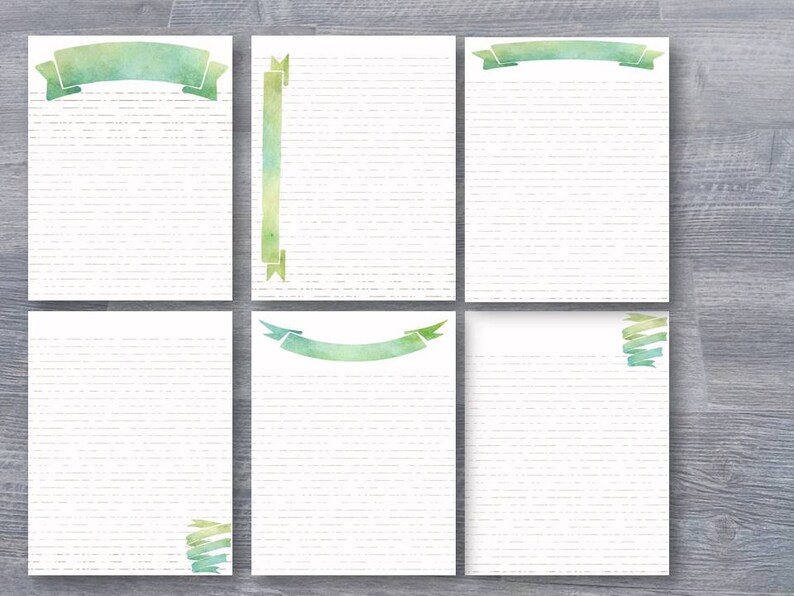 Printable Journal Paper Lined Paper Planner Paper Green - Etsy