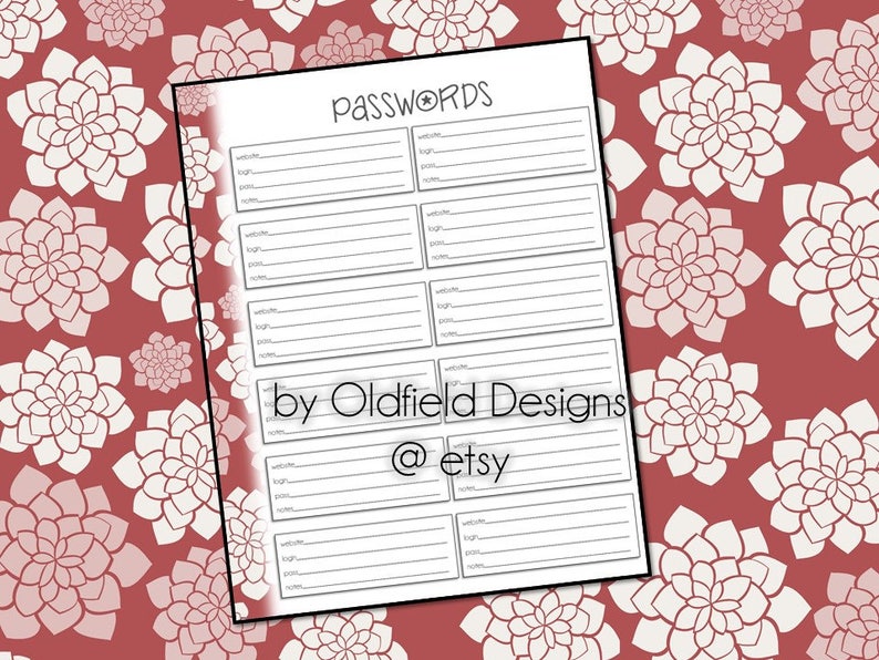 8.5x11 Lined Paper, Bullet Journal, Password Keeper Printable Planner ...
