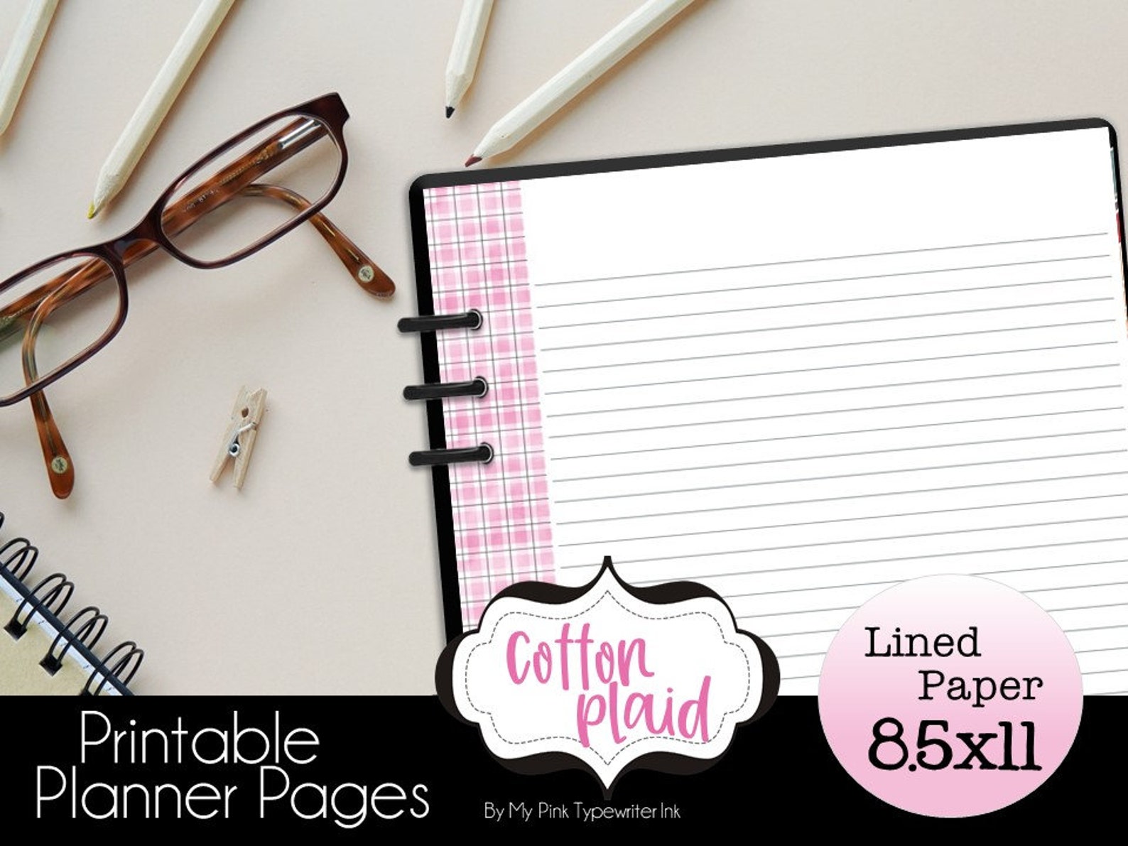 Printable Lined Paper Letter Size | Cotton Plaid Collection - Etsy