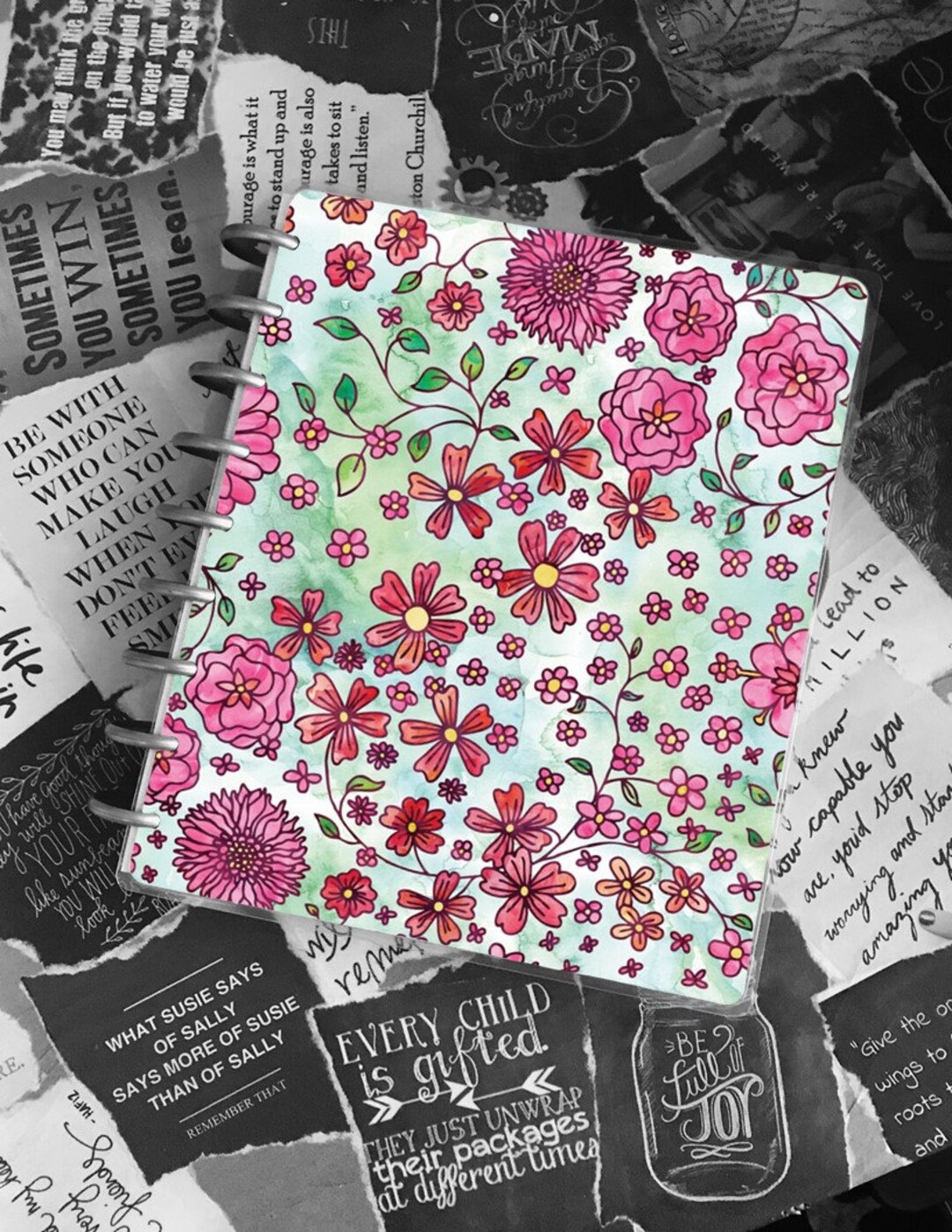 Planner Cover | Disc Bound Notebook Cover | Watercolor Floral - Etsy