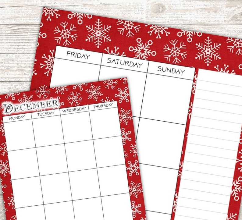 Christmas December Printable Planner Pages Refill 9x7 - Etsy