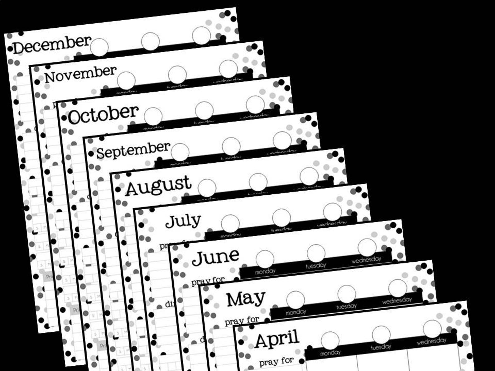 Weekly Printable Planner Pages Black and White | Etsy