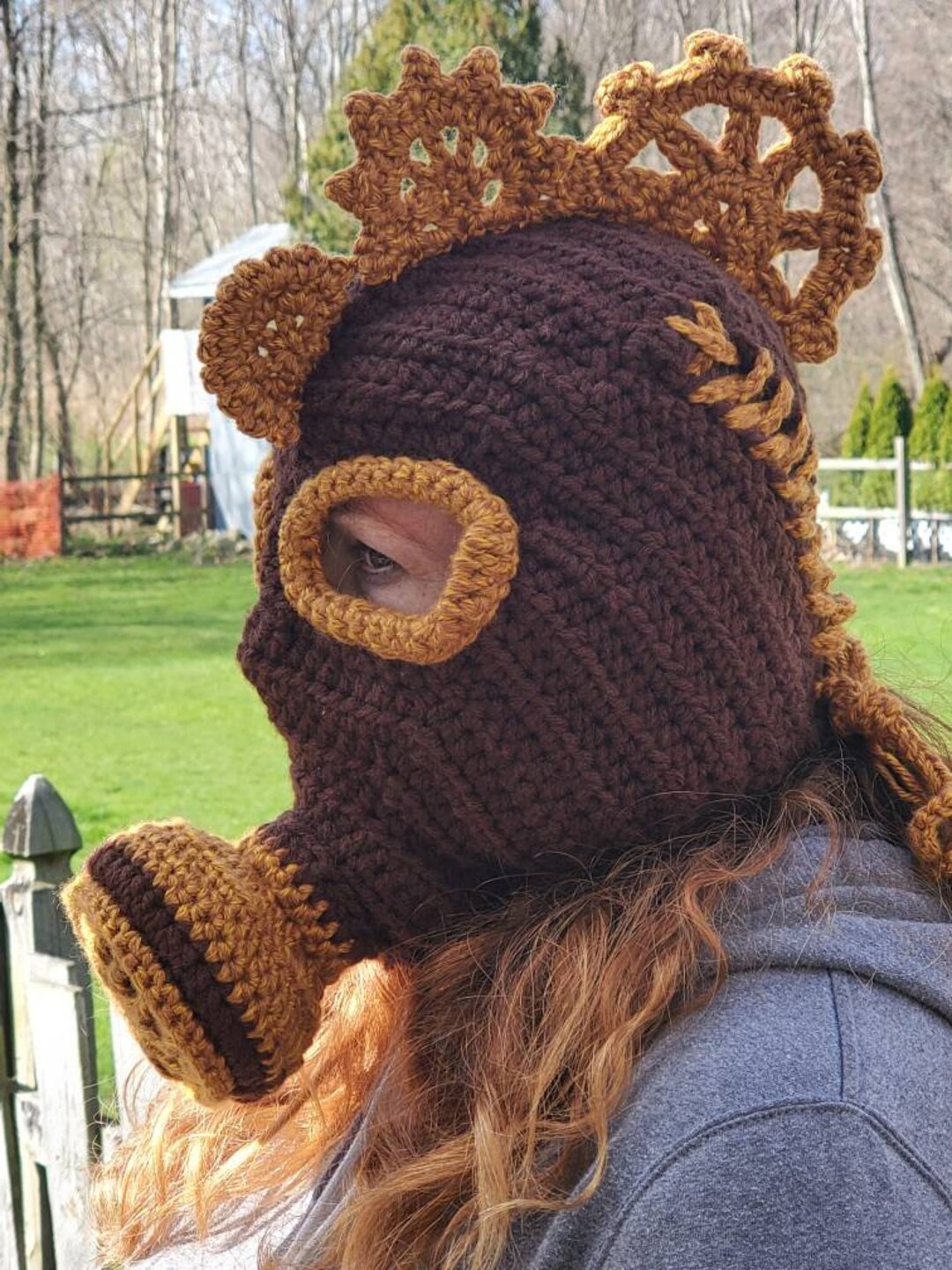 Steampunk Crocheted Gas Mask, Gas Mask, Golden Mask - Etsy