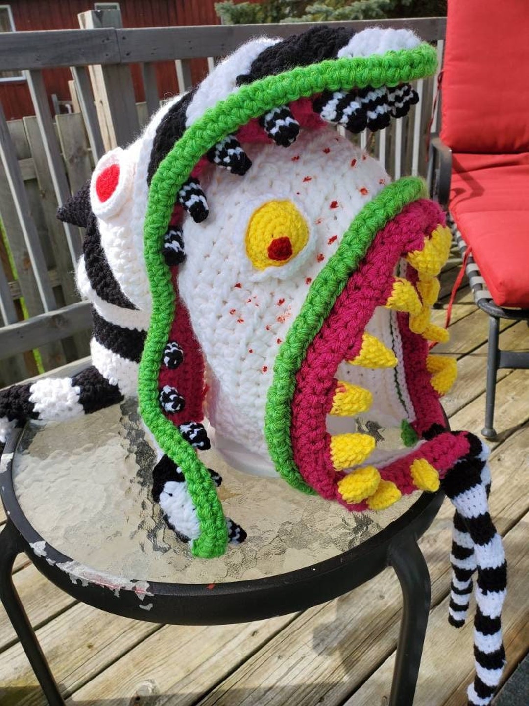 Sandworm Hood, Beetle Juice, Cosplay Fantasy Hood, Crocheted Toothy ...