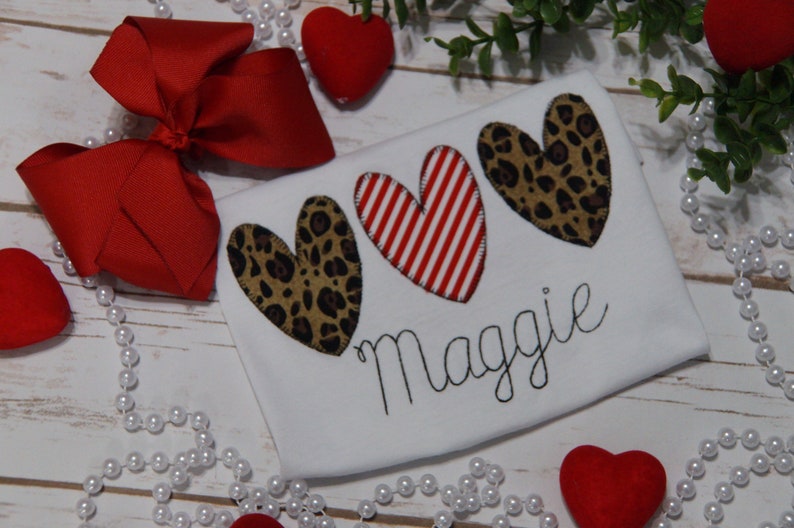 Valentine's Day girl personalized shirt Hearts party | Etsy