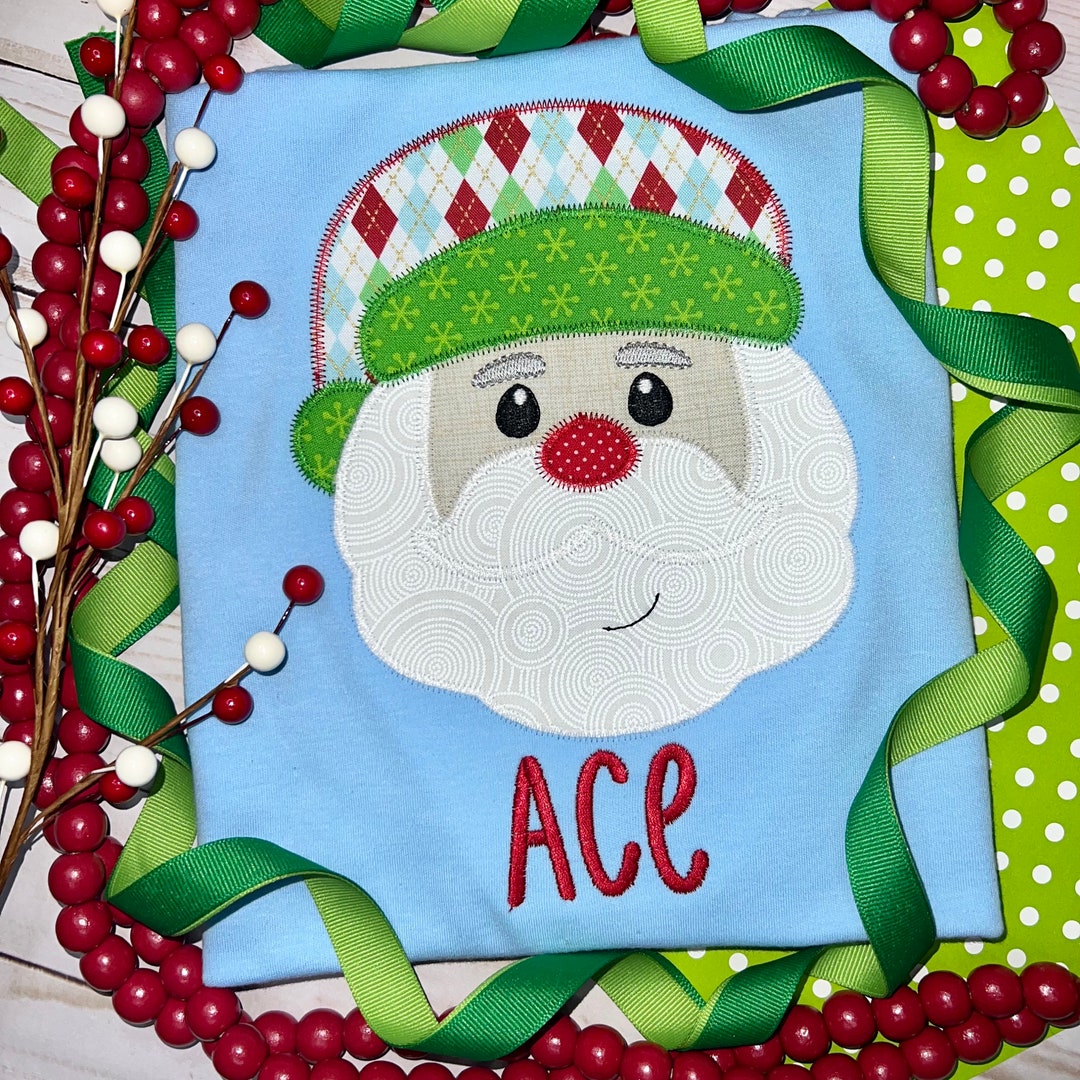 Toddler and Boys Christmas Santa Clause Applique Shirt Christmas Shirt ...