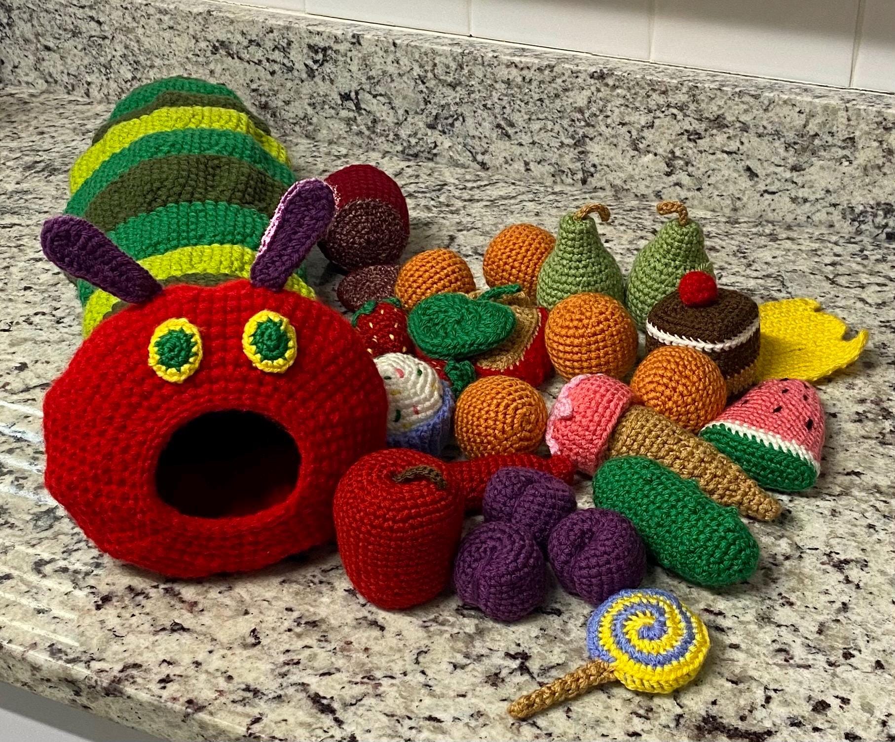 The Very Hungry Caterpillar Inspired | Crochet Caterpillar & Fruit ...