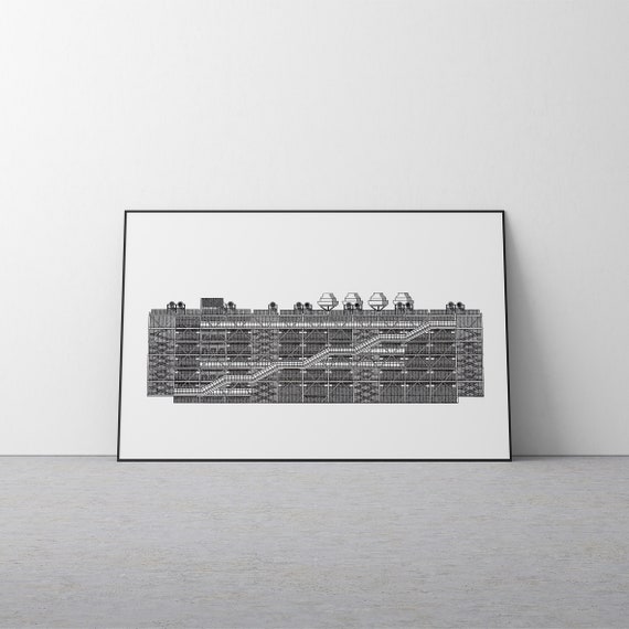 Art PRINT Centre Georges Pompidou Architectural Drawing - Etsy