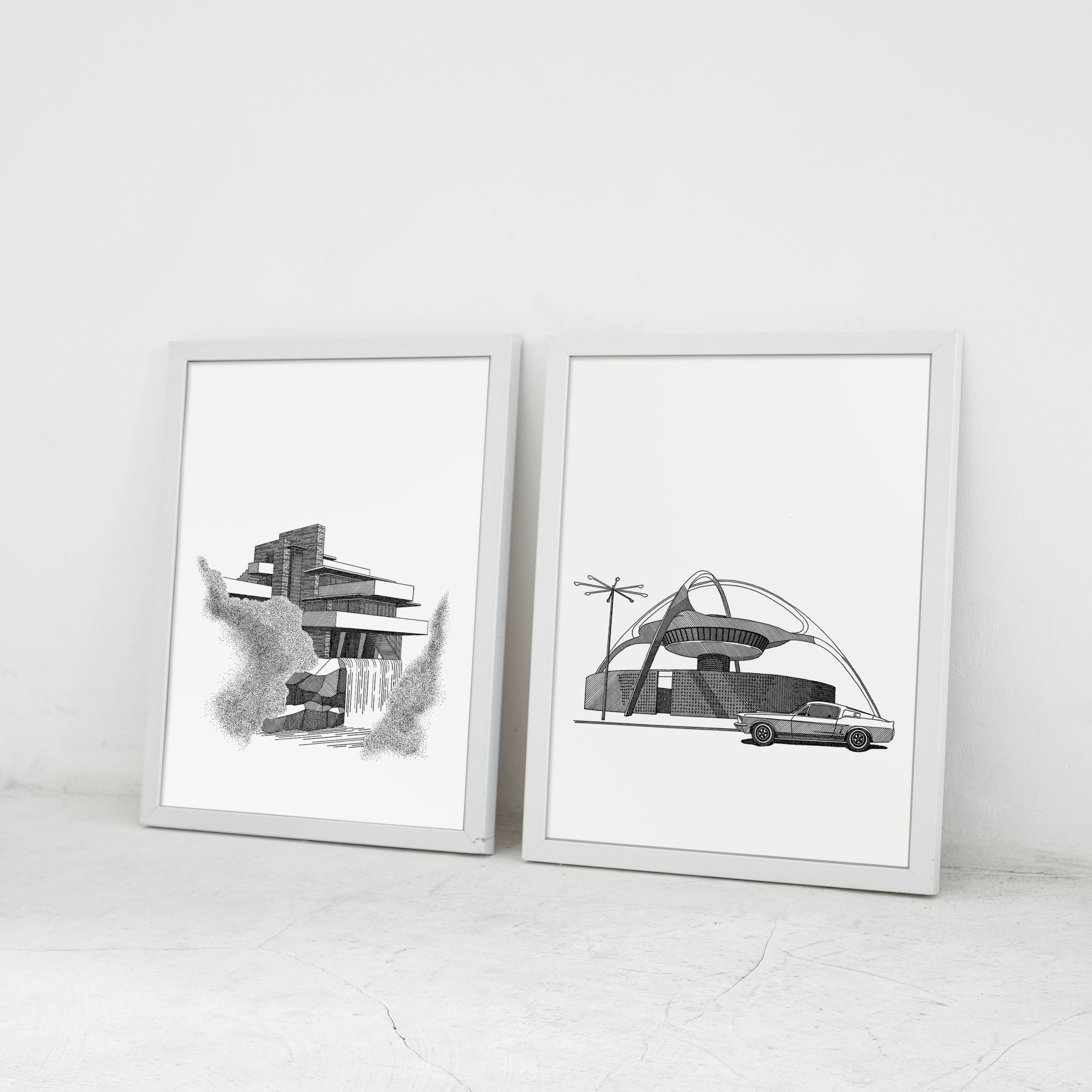 Art PRINT LAX Theme Building Architectural Drawing - Etsy