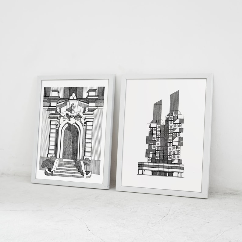 Art PRINT | Nagakin Capsule Tower | Architectural Drawing | Japanese ...