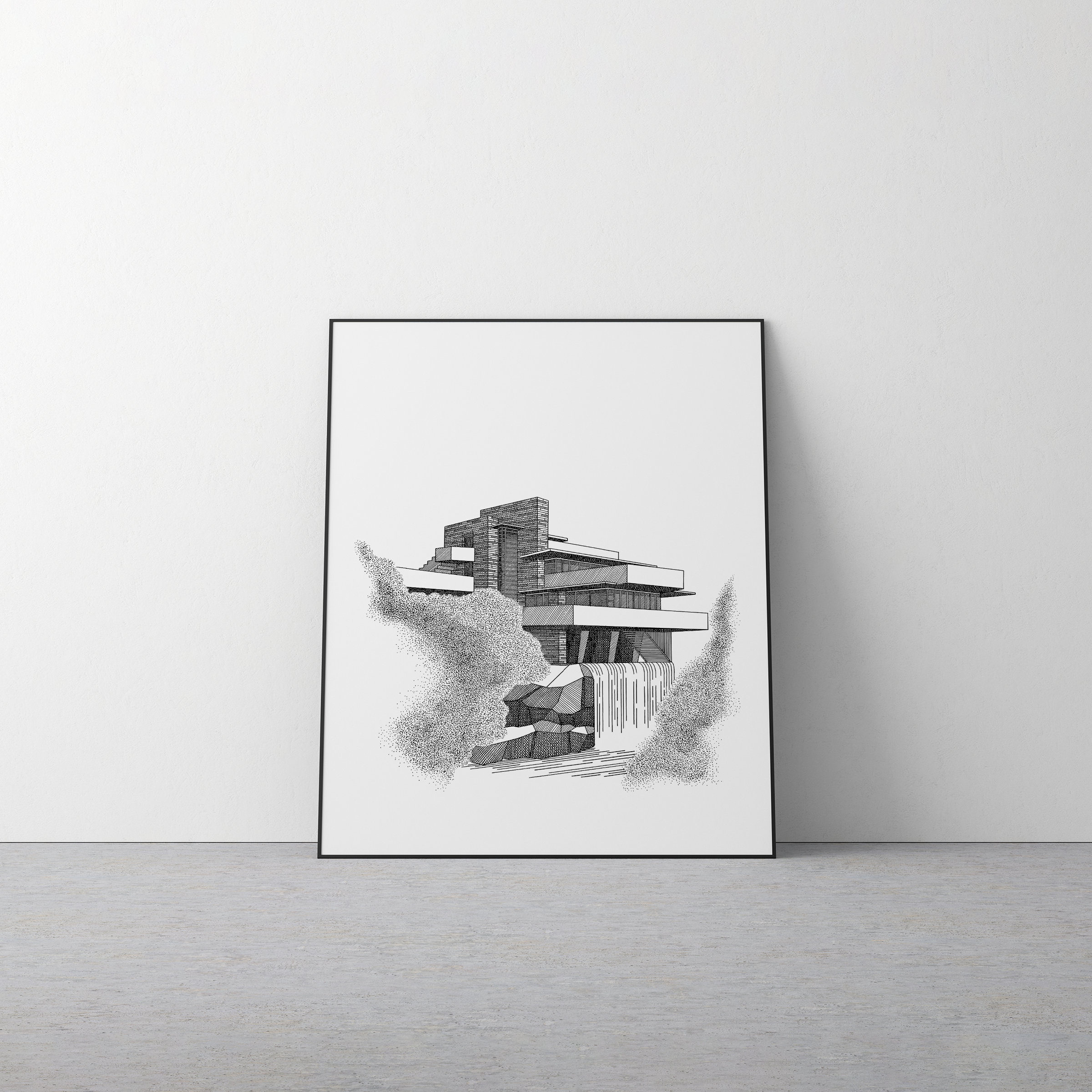 Frank Lloyd Wright Falling Water Sketch