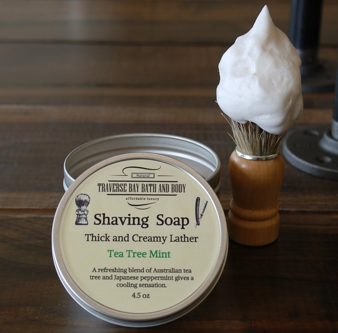 Tea Tree Mint Shaving Soap in a usable tin great for travel or | Etsy