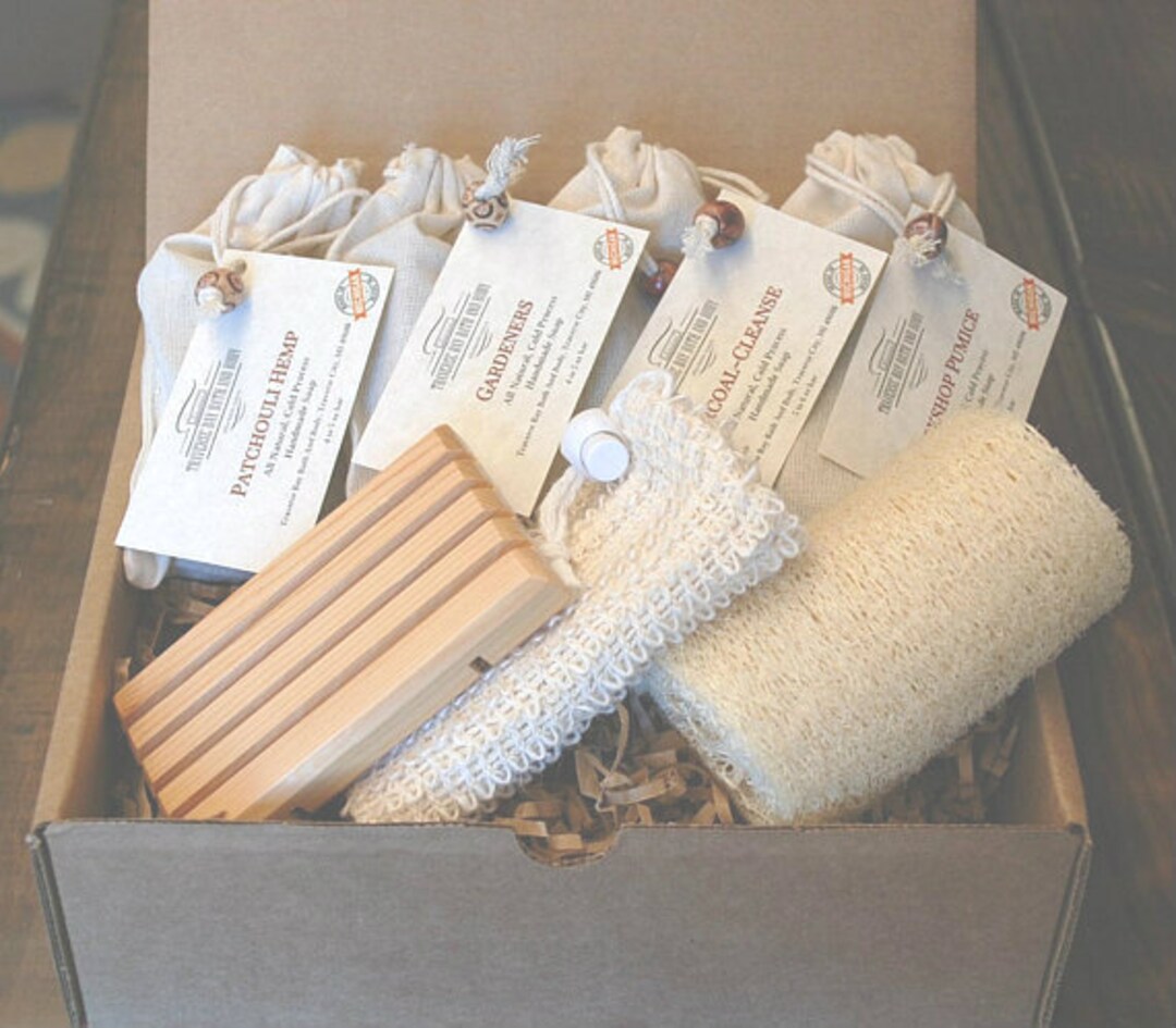 Handmade Soap Gift Box, Your Choice of 4 Bars Cold Process Soap, Sisal ...