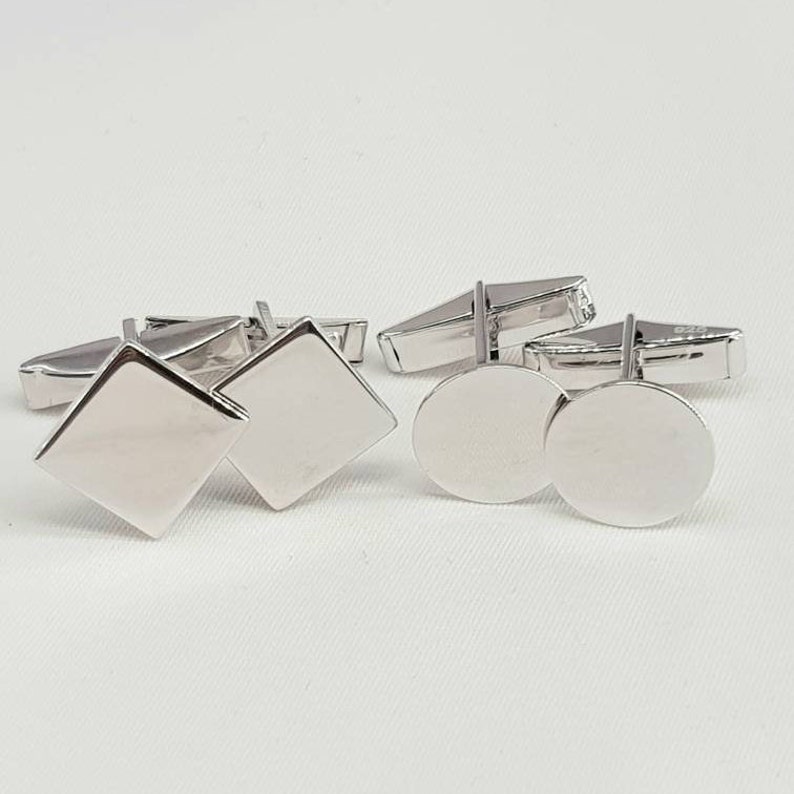 Cufflinks Findings Blanks Sterling Silver Rhodium Plated - Etsy