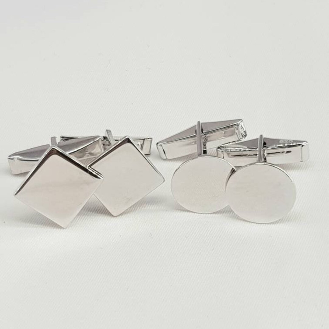 Cufflinks Findings Blanks Sterling Silver Rhodium Plated - Etsy