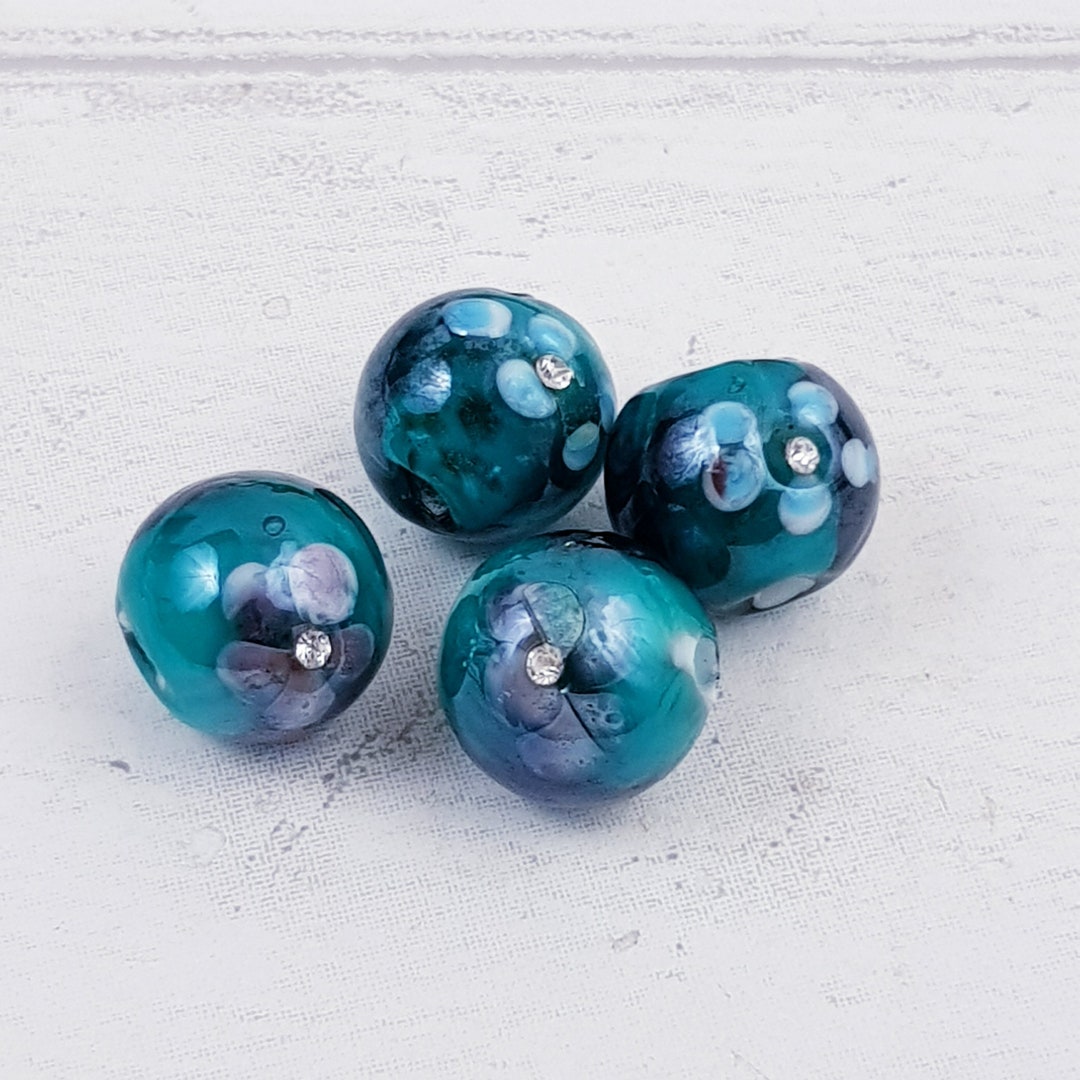 4 X 15mm Flower Beads. Florida Beads. Lampwork Beads B84 - Etsy UK