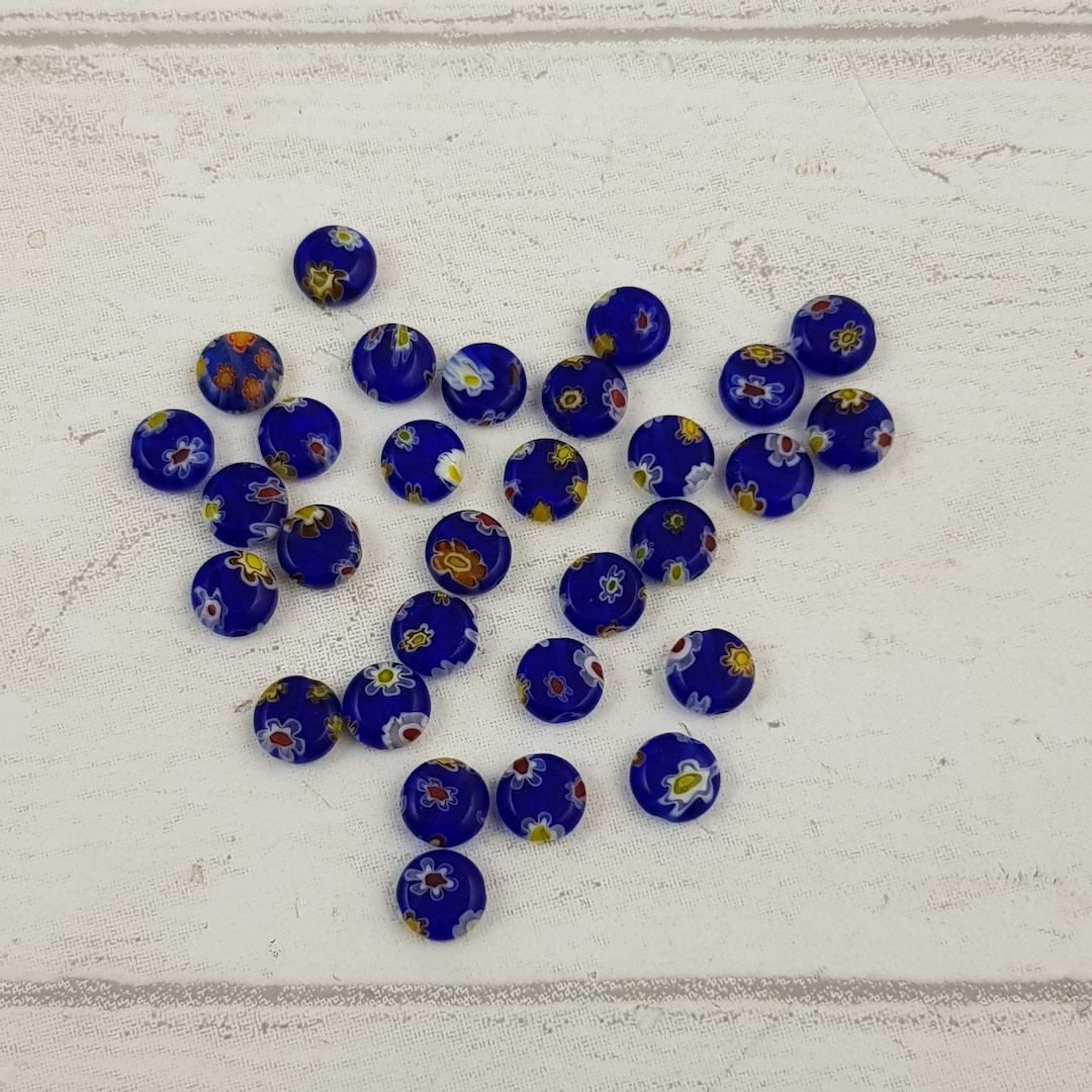 30 X Millefiori Glass Italian Beads, Flower Beads 8mm B43 - Etsy