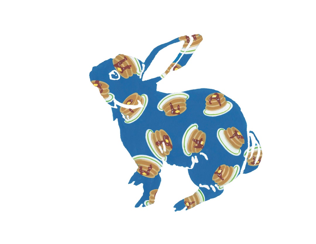 Pancake Rabbit, Rabbit Art, Bunny Animal Print, Pancake Art, Nursery ...