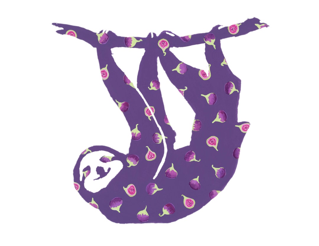 Fig Sloth, Whimsical Sloth, Sloth, Purple Sloth, Nursery Decor, Animal ...