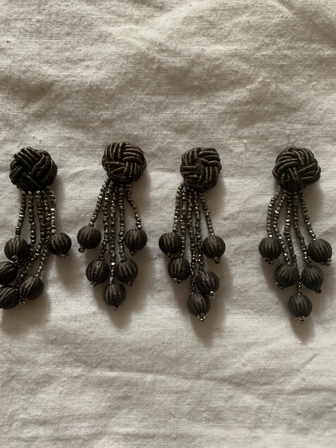 Antique Set of 4 Beaded and Bobble Embellishments, Costume, Sewing ...