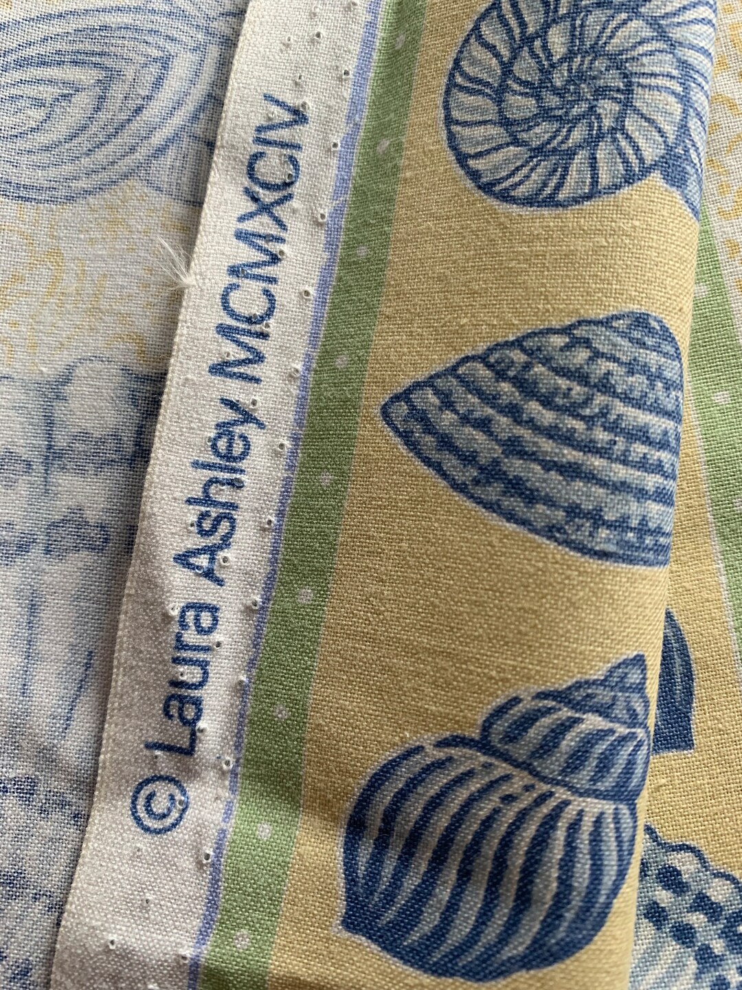 Vintage Laura Ashley Fabric, Seashells, 1994, 111cm Length, Craft Supplies, Sewing, Curtain ...