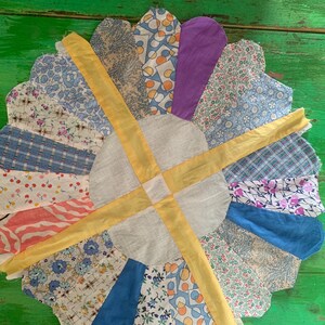 Set of Two Vintage Patchwork Shapes, Each Approx 39cm Diameter, Sewing ...