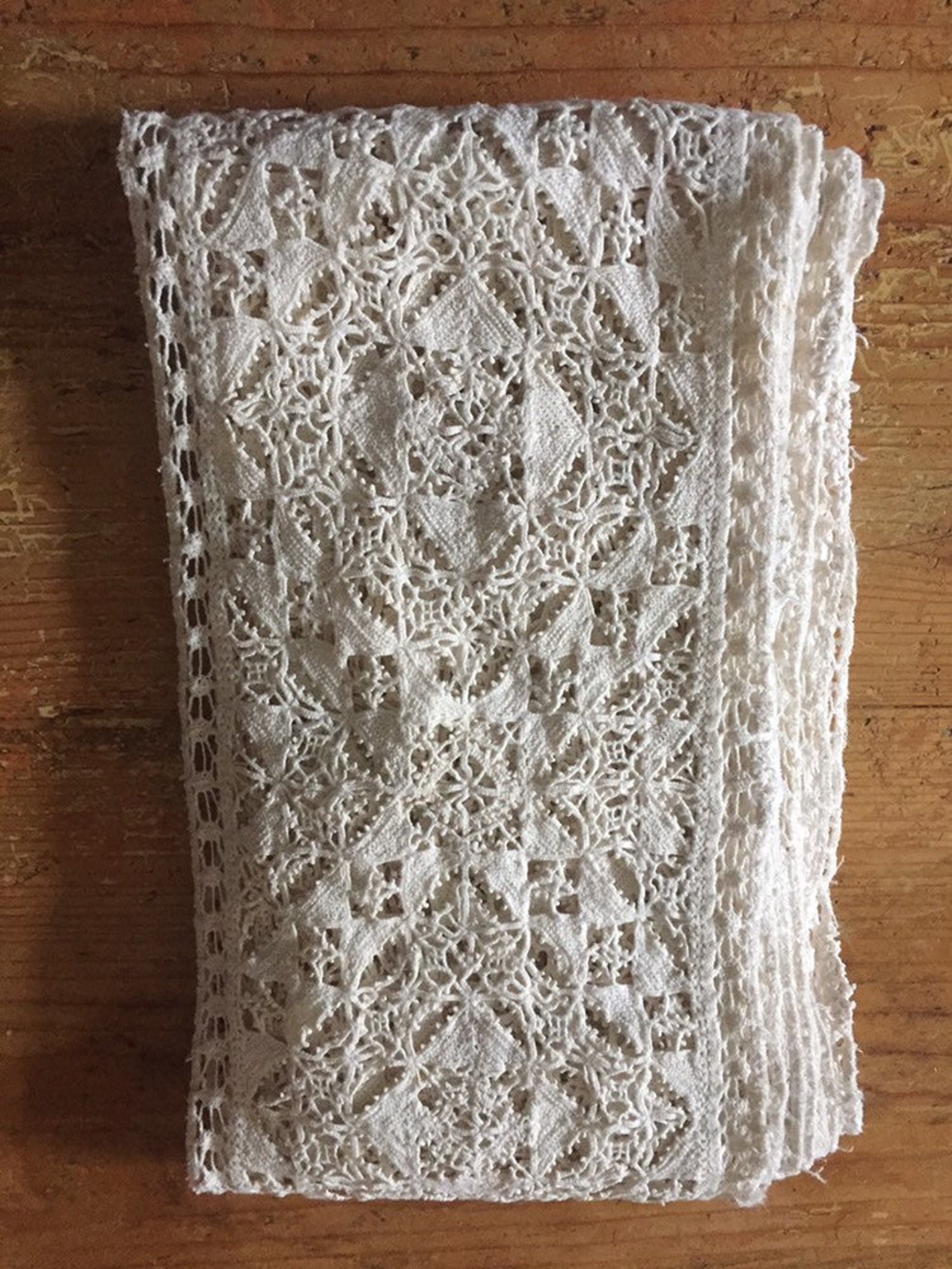 Vintage wide length of handmade lace 390cm length craft | Etsy