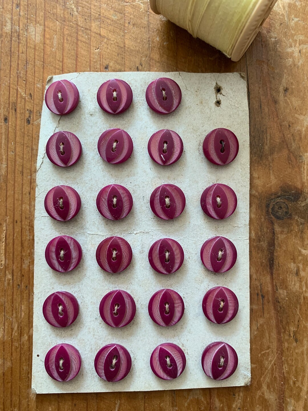Vintage French Buttons on Original Card, Set of 23, Mauve, Sewing ...
