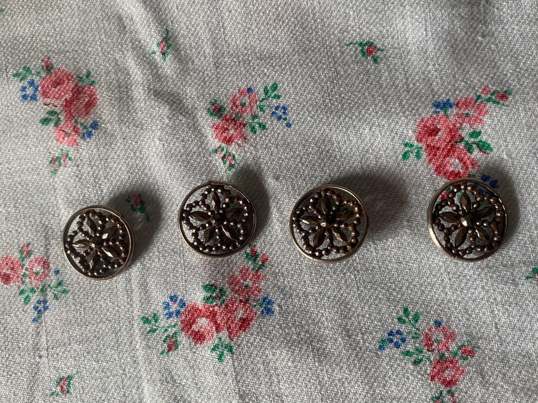 Antique Steel Cut Buttons Set of 4, Sewing, Costume, Craft Supplies, - Etsy