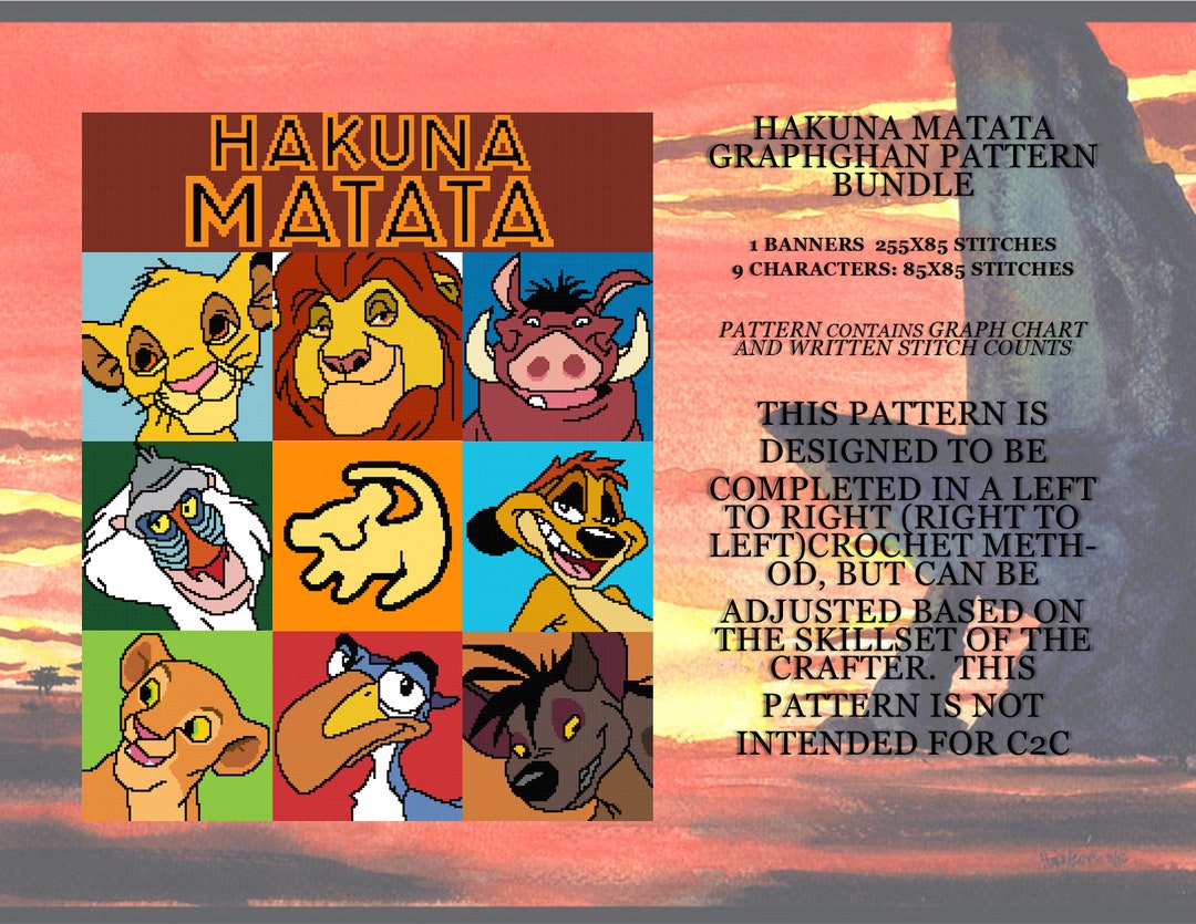 Hakuna Matata Bundle Graphs PATTERN ONLY With Written Stitch Counts - Etsy