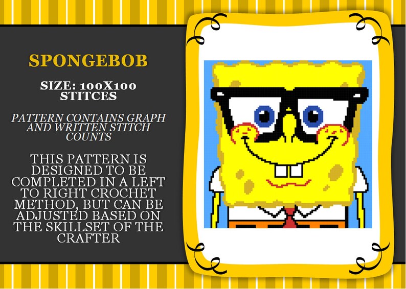 Spongebob Graph PATTERN ONLY With Written Stitch Counts - Etsy