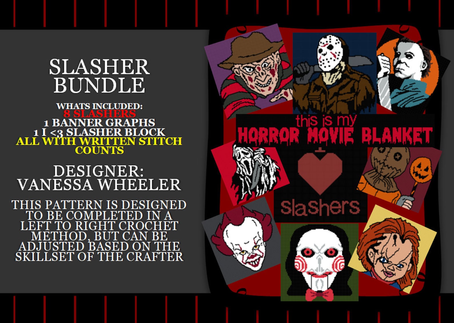 Slashers Graphghan Bundle PATTERNS ONLY With Written - Etsy