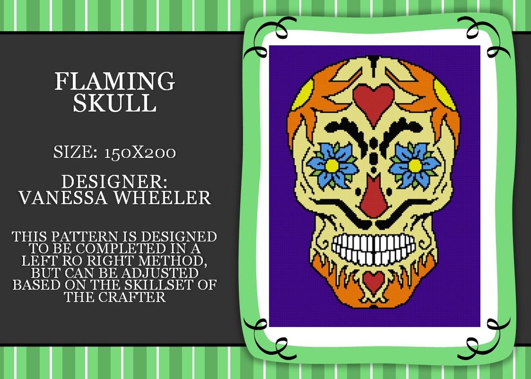 Flaming Skull Graph PATTERN With Written Instruction - Etsy