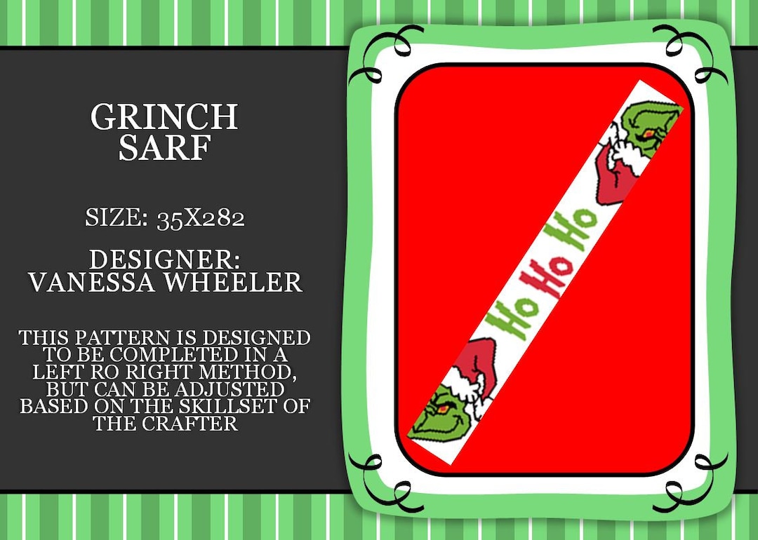 Grinch Scarf Graph PATTERN ONLY With Written Instruction - Etsy