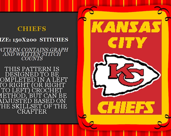KANSAS CITY CHIEFS Crocheted Professional Sports Team Afghans - Etsy