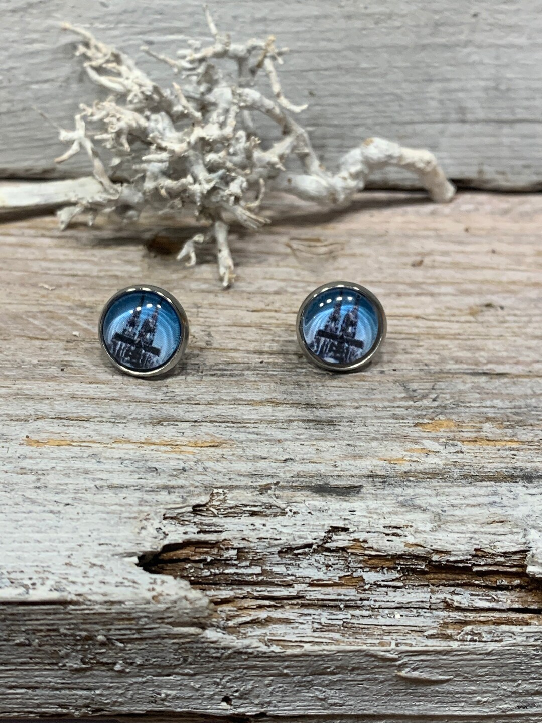 Earrings Stud Earrings Cologne Cologne Cathedral Sky Blue Approx. 12 Mm ...