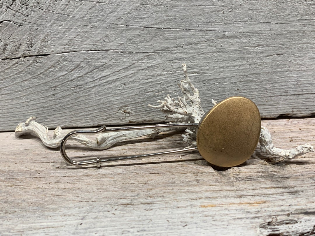 Metal Poncho Pin With Oval Metal Element Matt Gold Color - Etsy