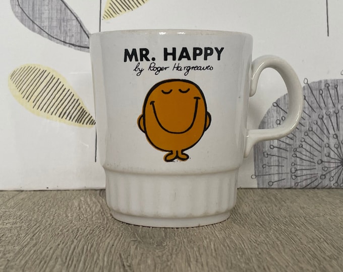 Vintage Mr Happy by Roger Hargreaves Small Mug - Kiln Craft Mr Men ...