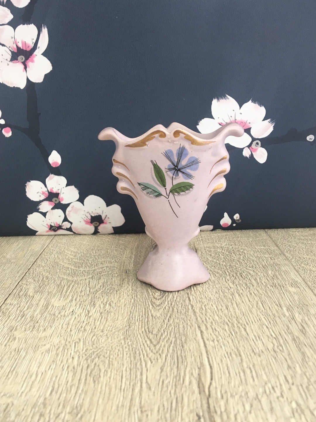 Retro Ceramic Bud Vase Fe Bland Pink Fan Shaped Vase - Etsy