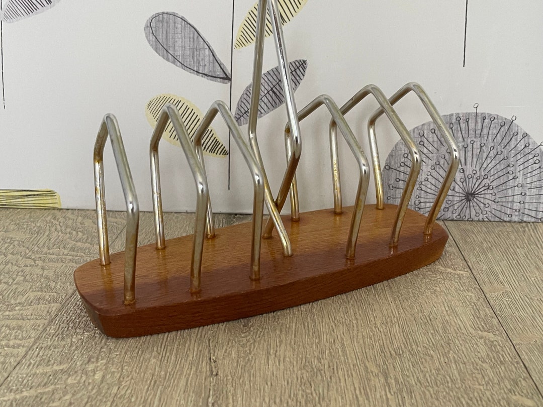Wyncraft Mid Century Modern Toast Rack in Wood and Wire Finish - Etsy