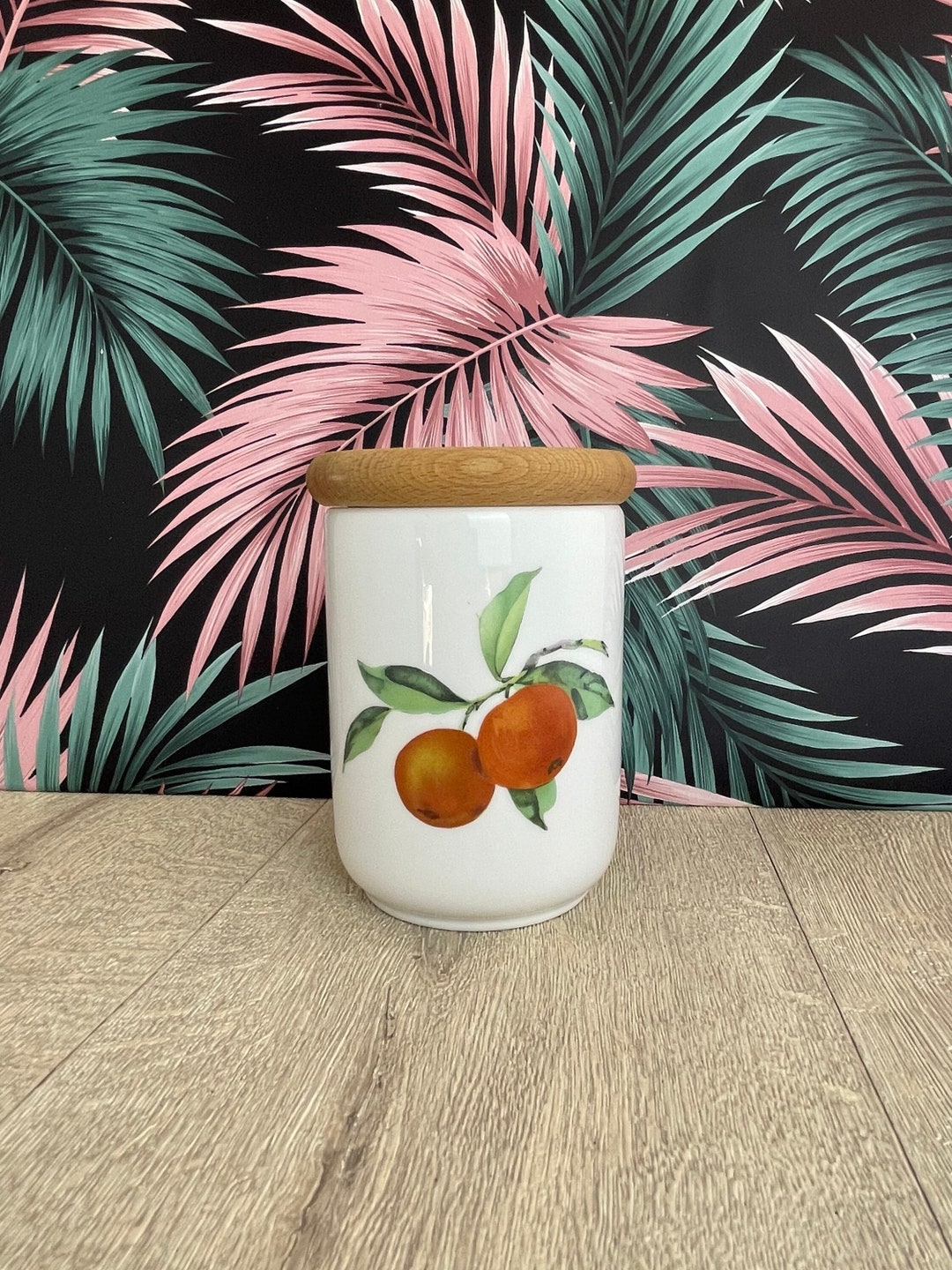 Royal Worcester Evesham Storage Jar Orange Fruit Pattern Pantry Storage ...