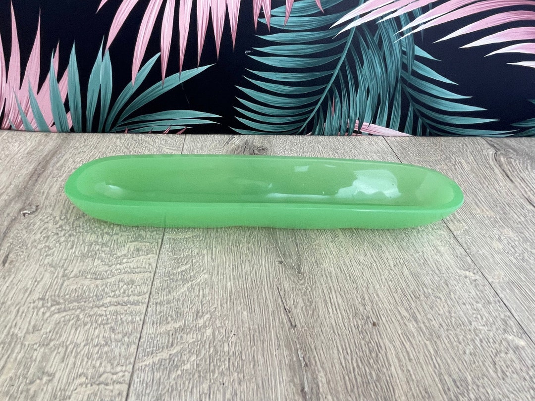 Uranium Glass Jade Green Shallow Bloom Trough or Ring Dish - Etsy