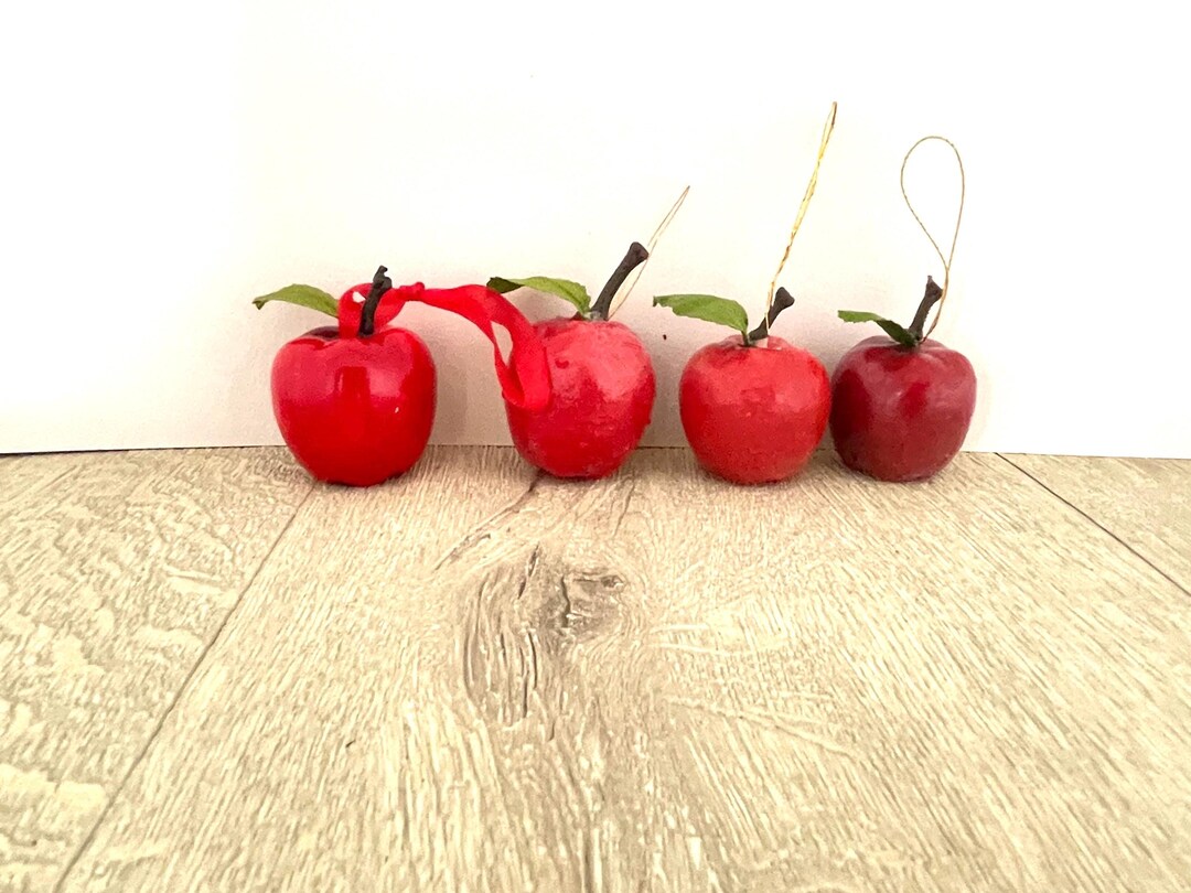Small Red Apple Shaped Vintage Christmas Baubles - Etsy