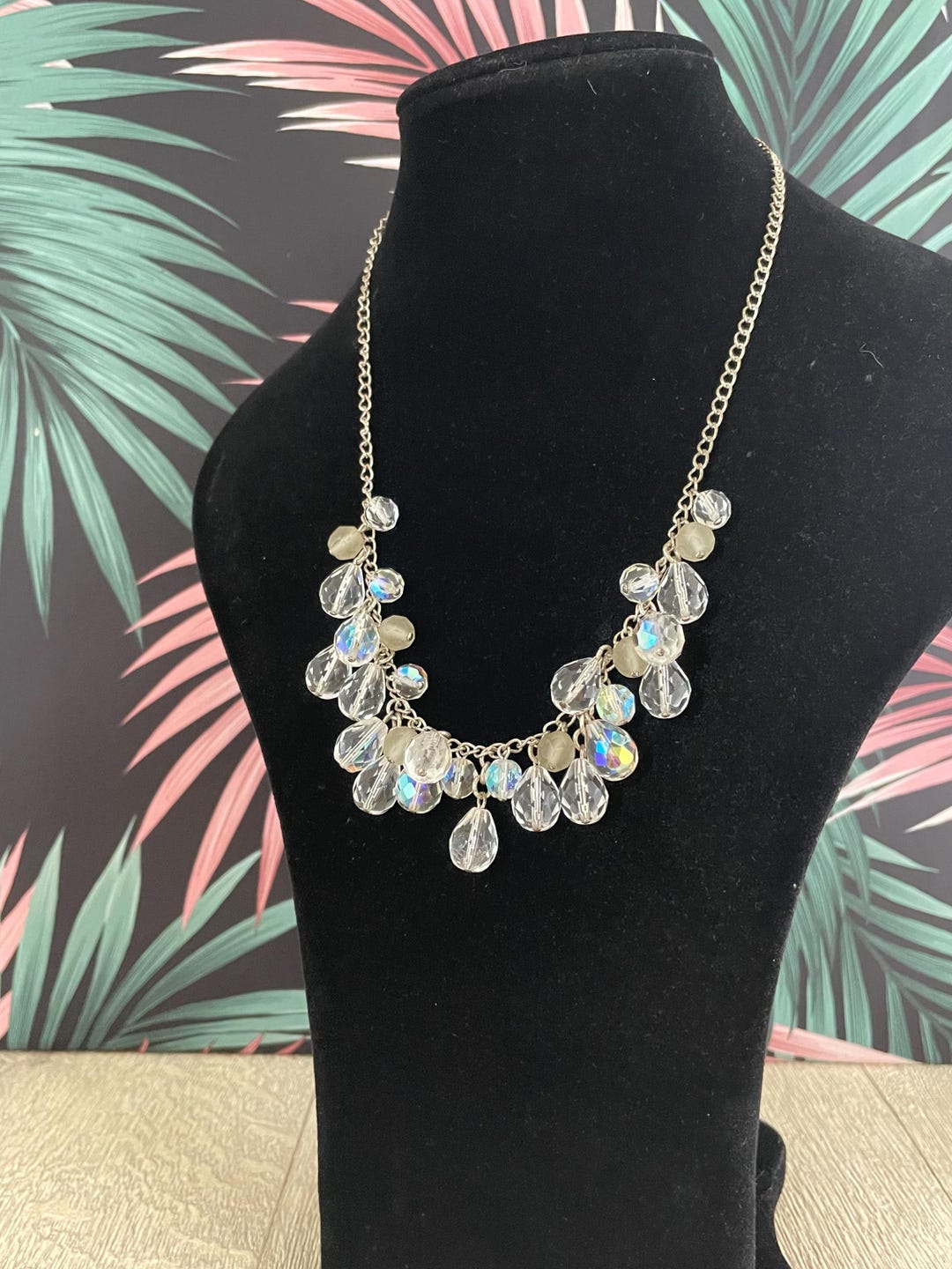 Aroura Borealis Droplet Clusters on Princess Length Chain - Vintage ...